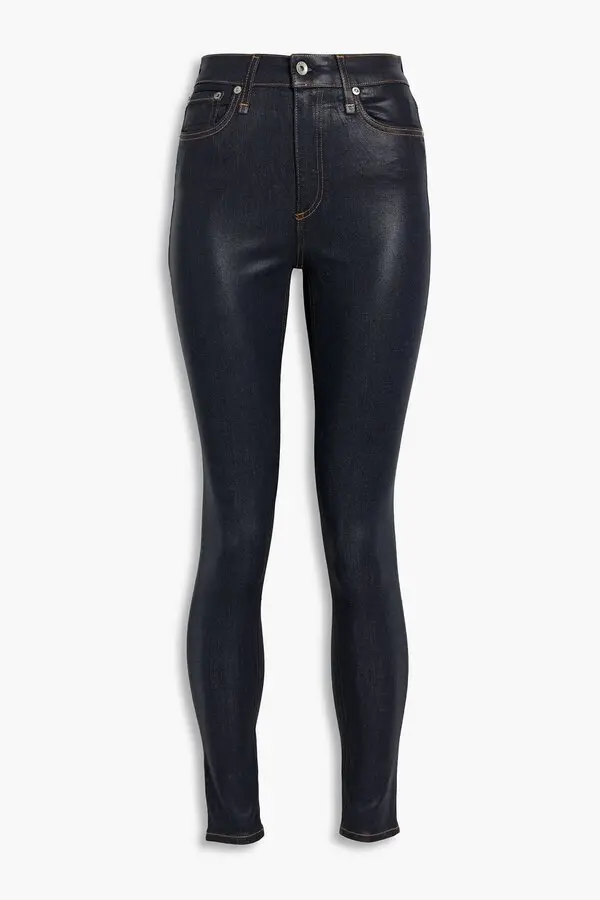 Rag & Bone Nina Coated Highrise Skinny Jeans - Dark Denim
