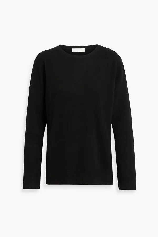 Fabiana Filippi Merino Wool, Silk, And Cashmere-blend Sweater With Ribbed Trims - Black