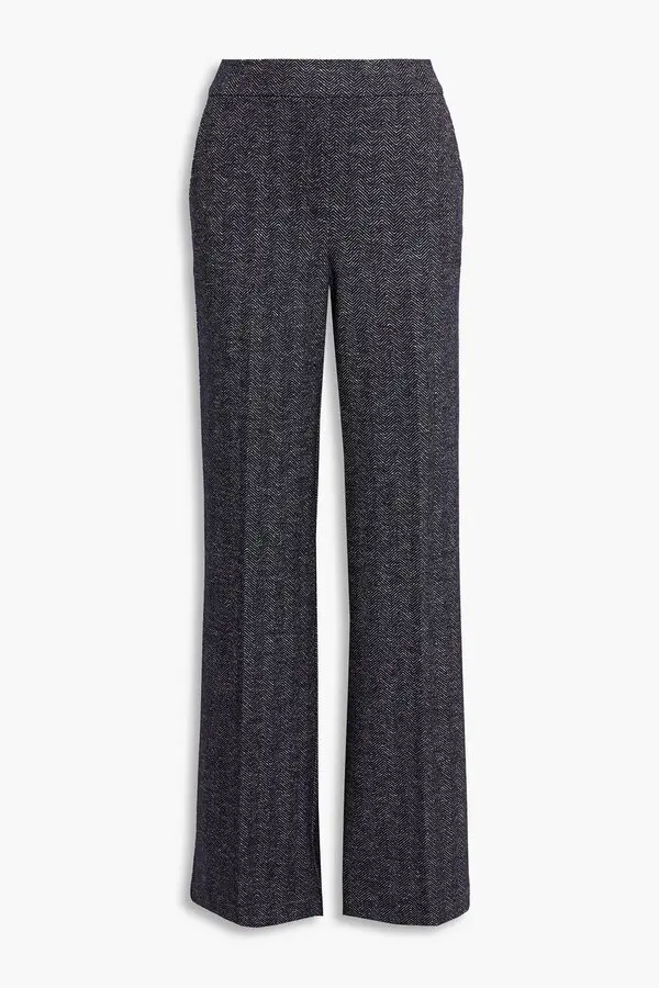 Theory Talbert Herringbone Woolblend Wideleg Pants - Navy