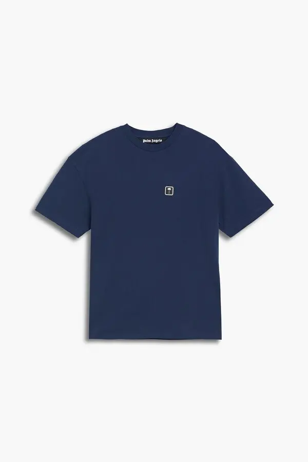 Palm Angels Appliquéd Cottonjersey Tshirt - Navy
