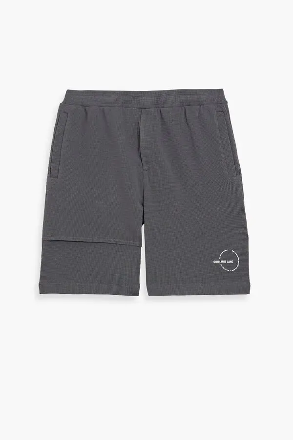 Helmut Lang Printed Layered Waffle-knit Cotton Shorts