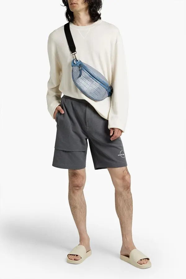 Helmut Lang Printed Layered Waffle-knit Cotton Shorts