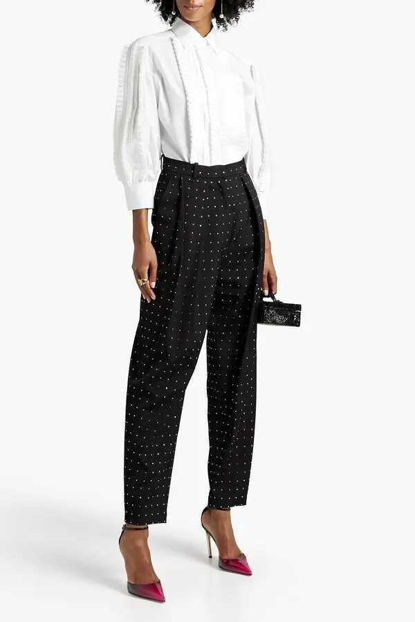 Dolce & Gabbana Ruffled Pintucked Cotton Poplin Shirt