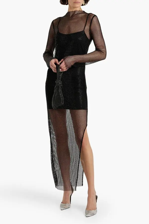 Nicholas Anjanie Beaded Fishnet Maxi Dress Us 0 In Black - 50% Off |  Editorialist