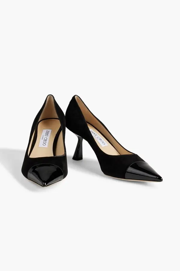 Jimmy Choo Rene 65 Patent Leathertrimmed Suede Pumps In Black 35