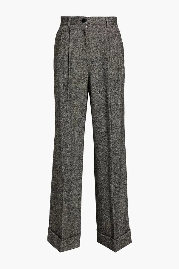Dolce & Gabbana Pleated Woolblend Tweed Wideleg Pants