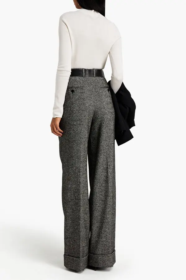 Dolce & Gabbana Pleated Woolblend Tweed Wideleg Pants