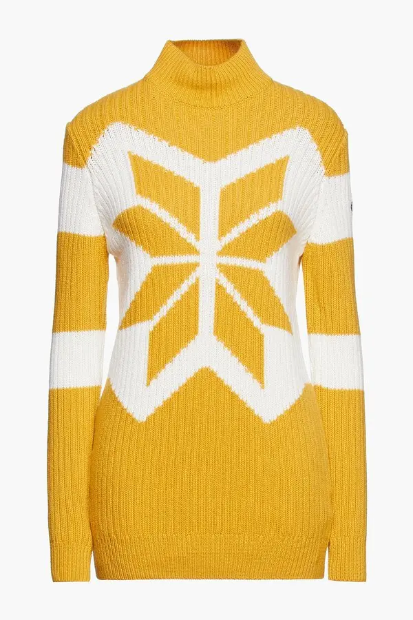 Fusalp Justine Ribbed Merino Wool And Cashmere-blend Turtleneck Sweater - Saffron