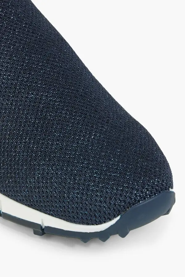 Jimmy Choo Norway Metallic Stretch-Knit Slip-On Sneakers  display picture 1