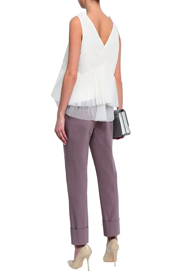 Brunello Cucinelli Tiered Pleated Tulle Top