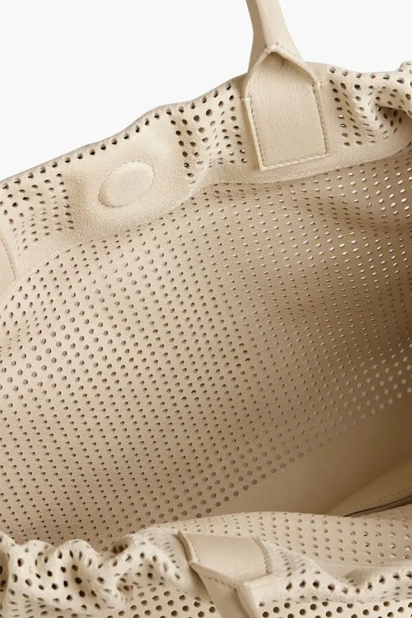 Brunello Cucinelli Perforated Coated Suede Tote Neutral