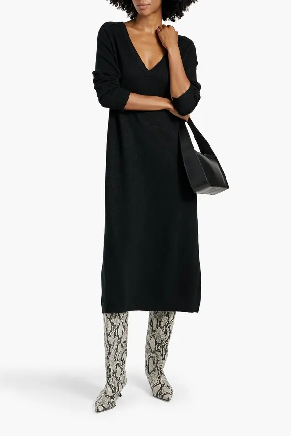 Katelyn Cashmere Midi Dress - Black