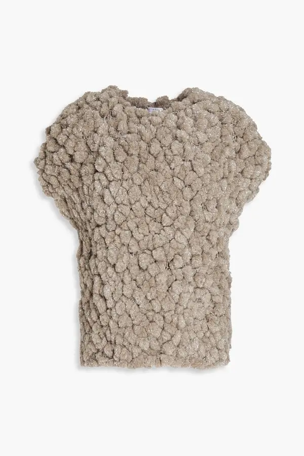 Brunello Cucinelli Metallic Boucléknit Alpacablend Vest - Mushroom