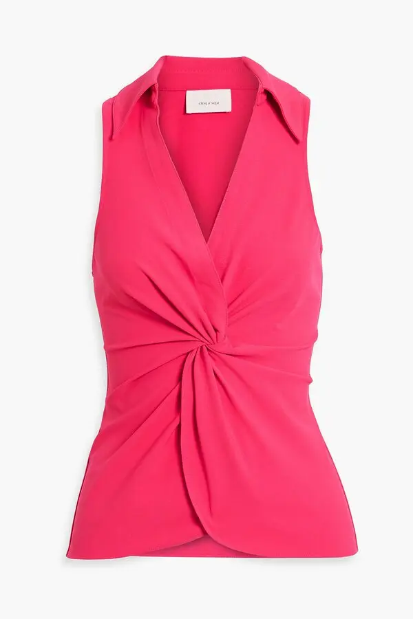 Cinq À Sept Mckenna Twisted Stretch-crepe Top - Bright Pink