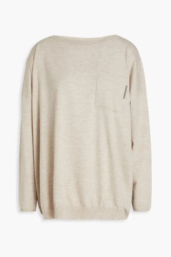 Brunello Cucinelli Beadembellished Metallic Knitted Sweater