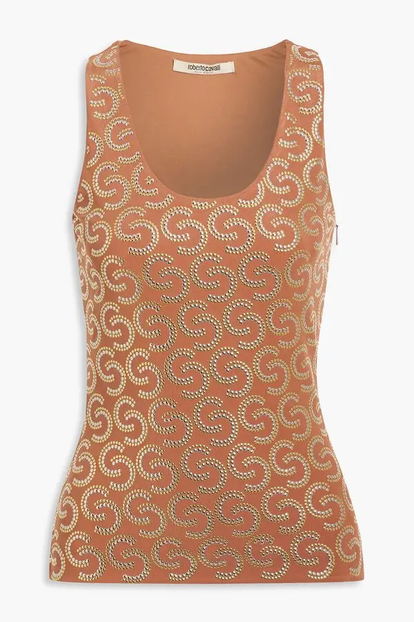 Roberto Cavalli Studded Ribbed-knit Tank