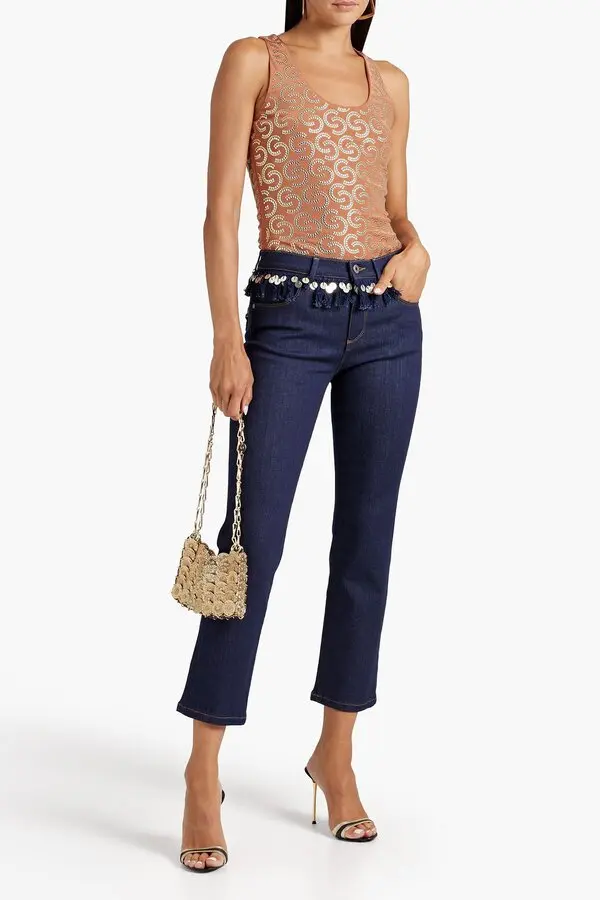 Roberto Cavalli Studded Ribbed-knit Tank