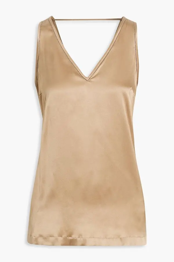 Brunello Cucinelli Embellished Silk-blend Satin Tank