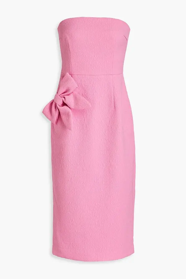 Rebecca Vallance Jaclyn Strapless Bow-embellished Cloqué Midi Dress - Bubblegum