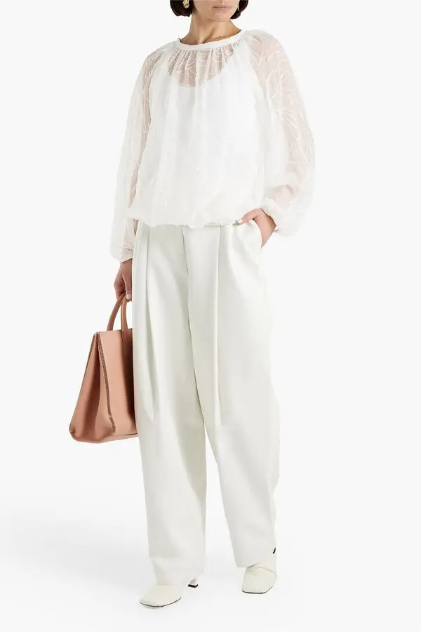 Brunello Cucinelli Sequin-embellished Silk-chiffon Blouse