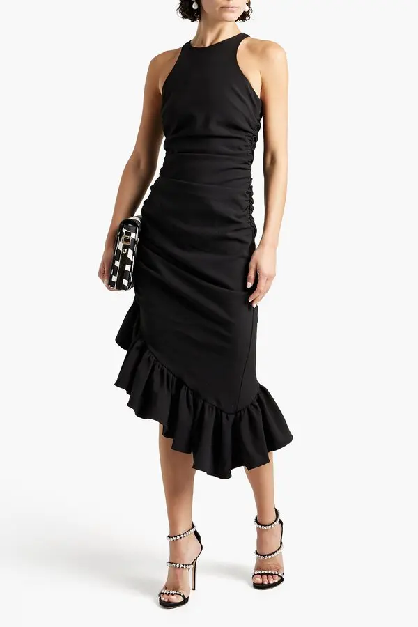 Cinq À Sept Asymmetrical Fluted Cady Midi Dress