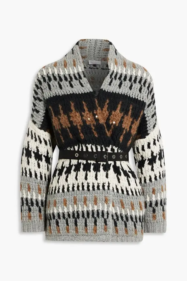 Brunello Cucinelli Embellished Cashmereblend Jacquard Cardigan