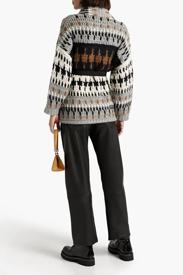 Brunello Cucinelli Embellished Cashmereblend Jacquard Cardigan