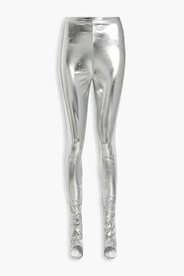 Balmain Metallic Vinyl Stirrup Leggings - Silver