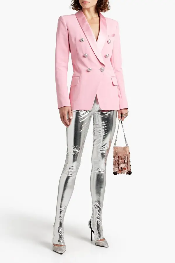 Balmain Metallic Vinyl Stirrup Leggings