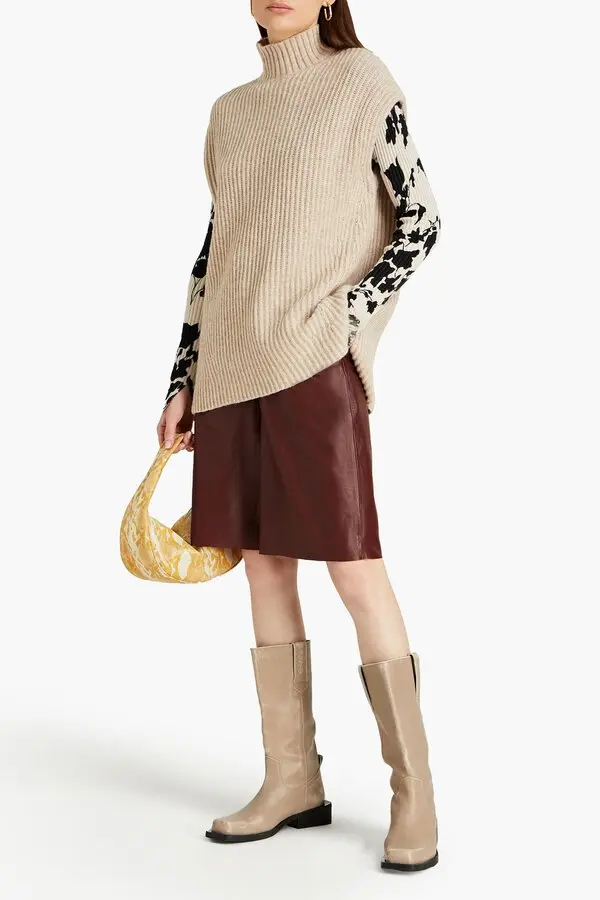 GANNI Ribbed Recycled Wool-blend Turtleneck Vest