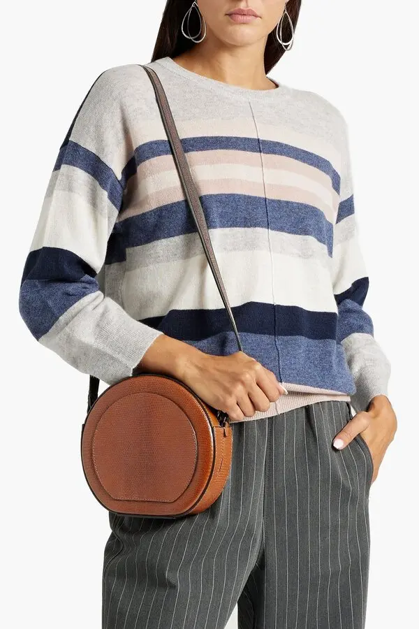 Brunello Cucinelli Beadembellished Snakeeffect Leather Shoulder Bag