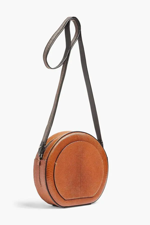 Brunello Cucinelli Beadembellished Snakeeffect Leather Shoulder Bag