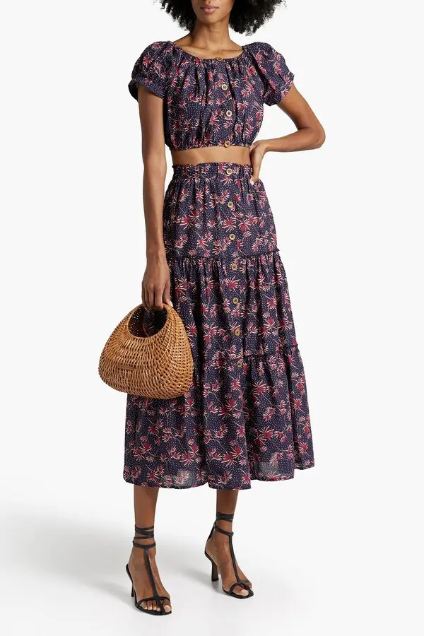 Eberjey Harper Cropped Printed Top