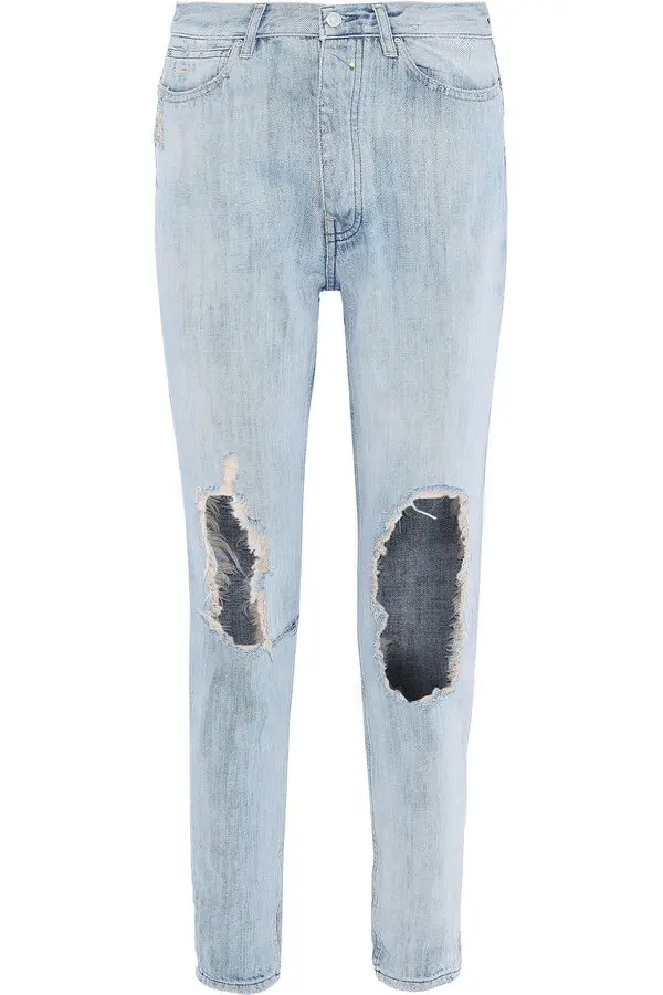 IRO PARIS Barbara Distressed High-rise Straight-leg Jeans