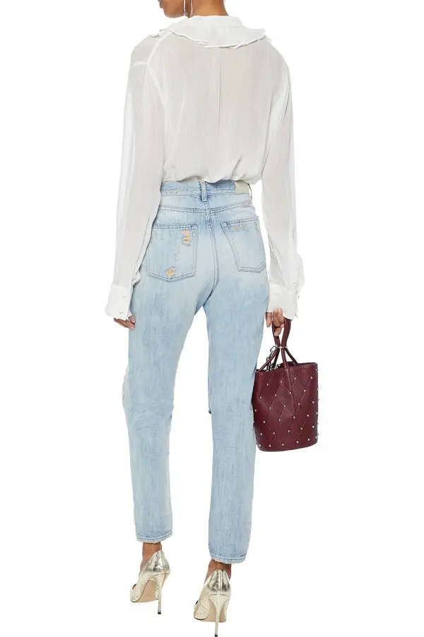 IRO PARIS Barbara Distressed High-rise Straight-leg Jeans