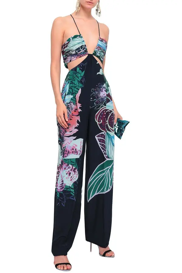 Roberto Cavalli Printed Silk Crepe De Chine Jumpsuit