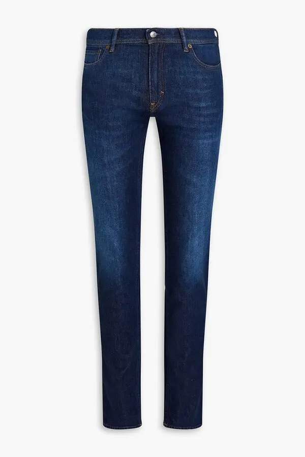 Acne Studios Skinny Fit Faded Whiskered Denim Jeans - Dark Denim