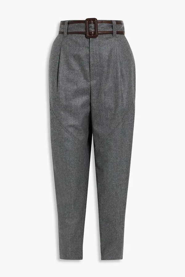Brunello Cucinelli Belted Wool Tapered Pants