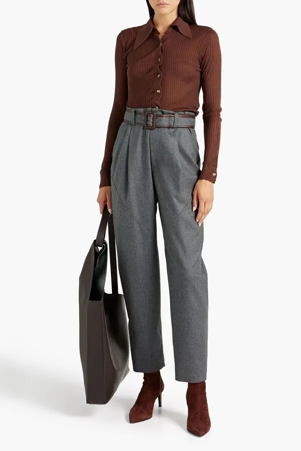 Brunello Cucinelli Belted Wool Tapered Pants