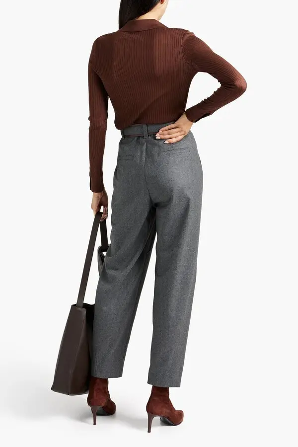Brunello Cucinelli Belted Wool Tapered Pants