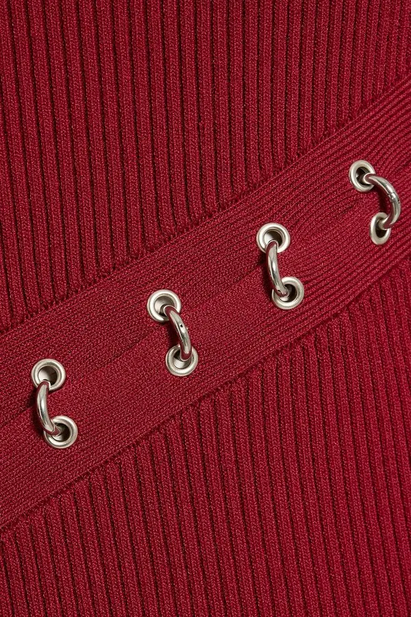 Nicholas Saba Cutout Embellished Ribbed-Knit Turtleneck Midi Dress In Brick  - 50% Off | Editorialist