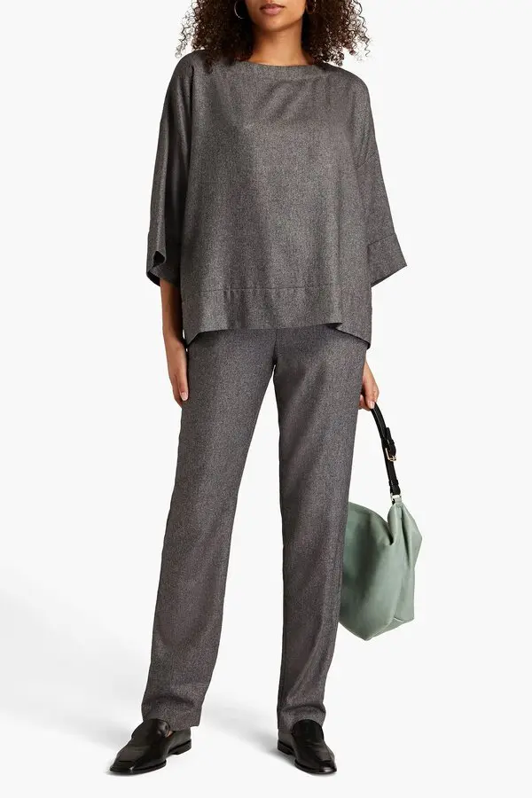 Eskandar Mélange Silk And Cashmere-blend Canvas Tapered Pant