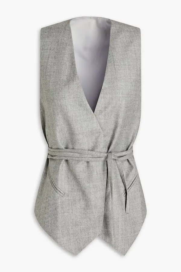 Brunello Cucinelli Bead-embellished Metallic Wool-blend Vest - Gray