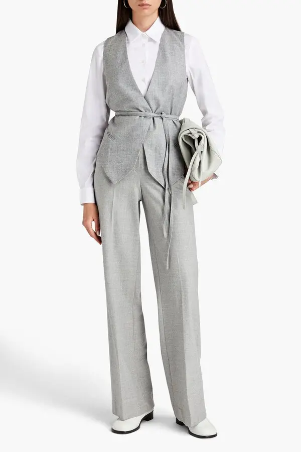 Brunello Cucinelli Bead-embellished Metallic Wool-blend Vest - Gray