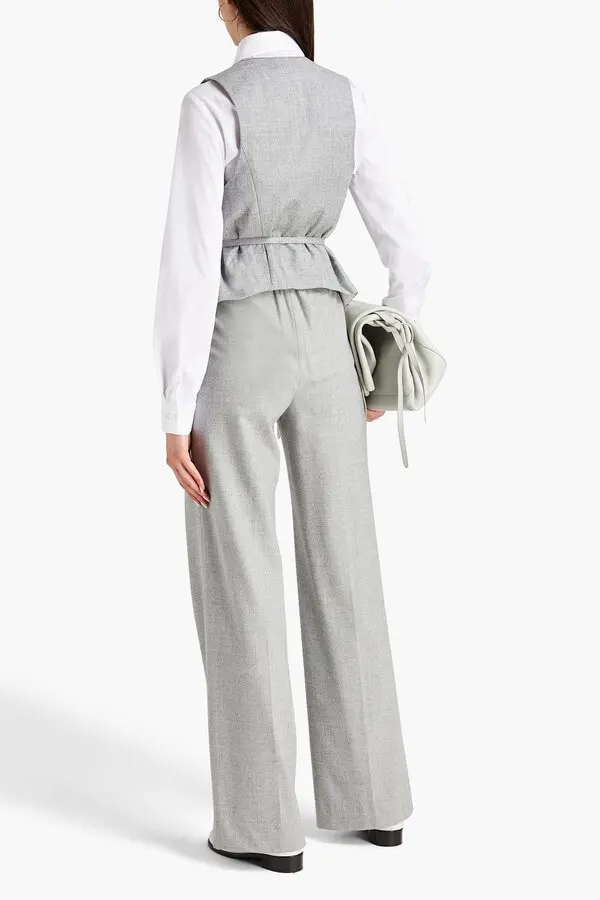 Brunello Cucinelli Bead-embellished Metallic Wool-blend Vest - Gray