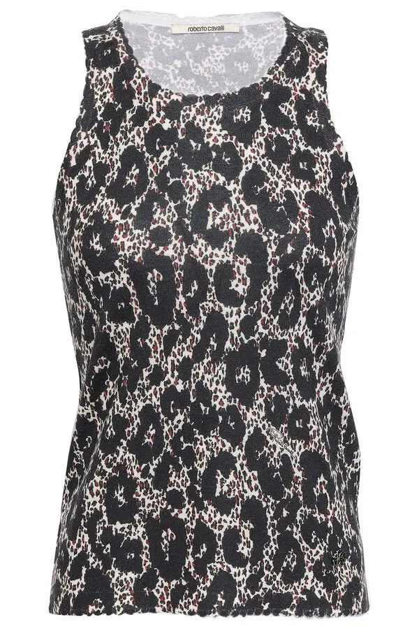 Roberto Cavalli Leopard-print Knitted Tank