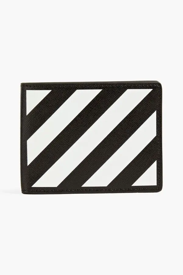 Off-White Striped Texturedleather Wallet - Black
