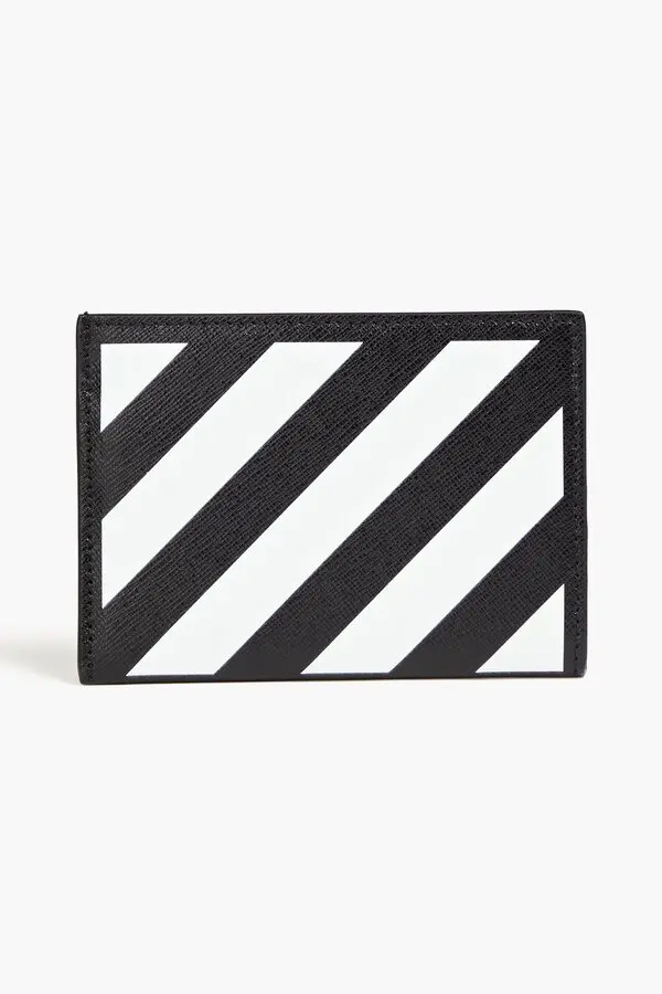 Off-White Striped Texturedleather Cardholder - Black