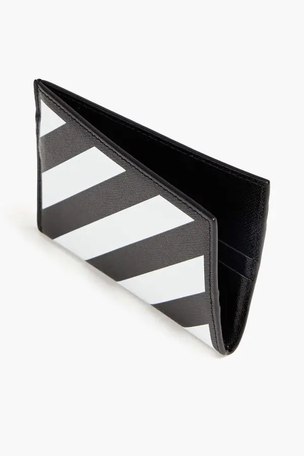 Off-White Striped Texturedleather Cardholder