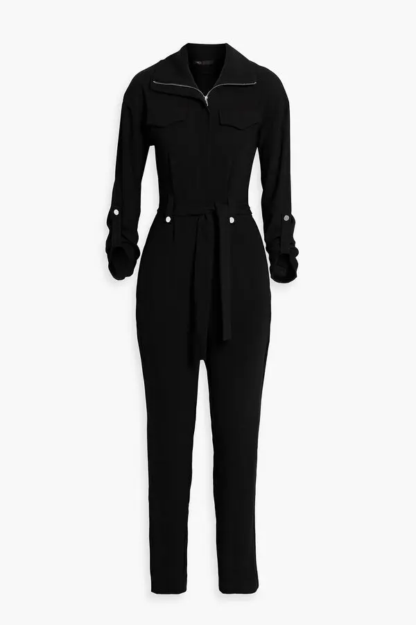 Maje Pleated Crepe Jumpsuit - Black